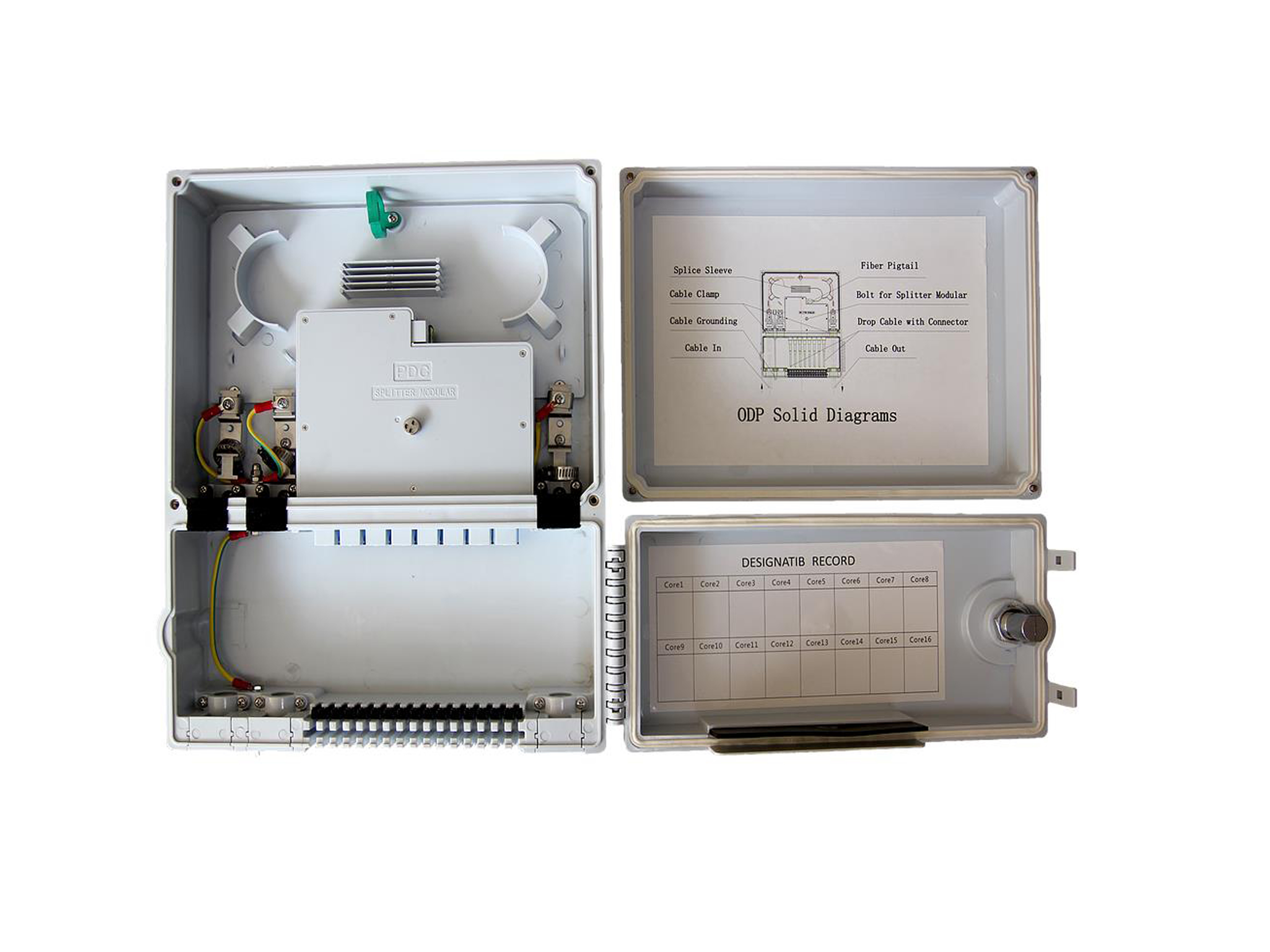 16 Port ODP Outdoor IP65 ตู้กระจายไฟเบอร์ออปติก FTTH Solution